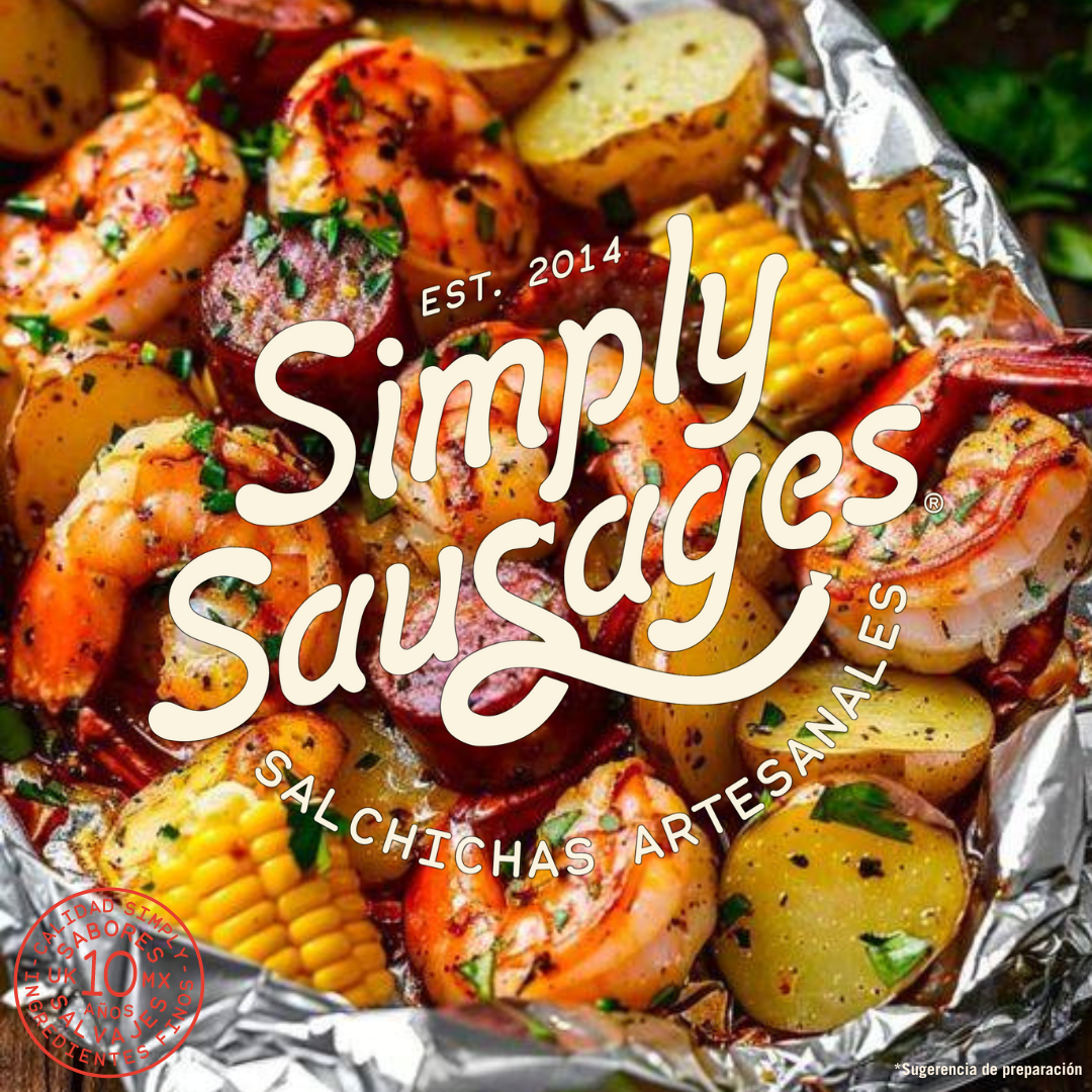 Camarones, elote, papas y salchicha Andouille. – Simply Sausages ...